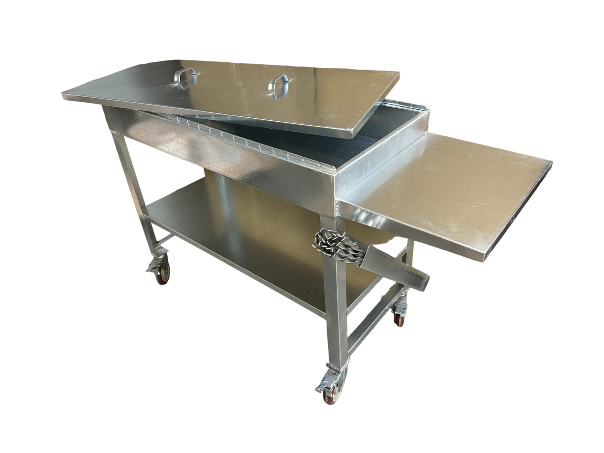 42″ Cart Series Charcoal Grill with 4 wheels and hot skewer storage co ...